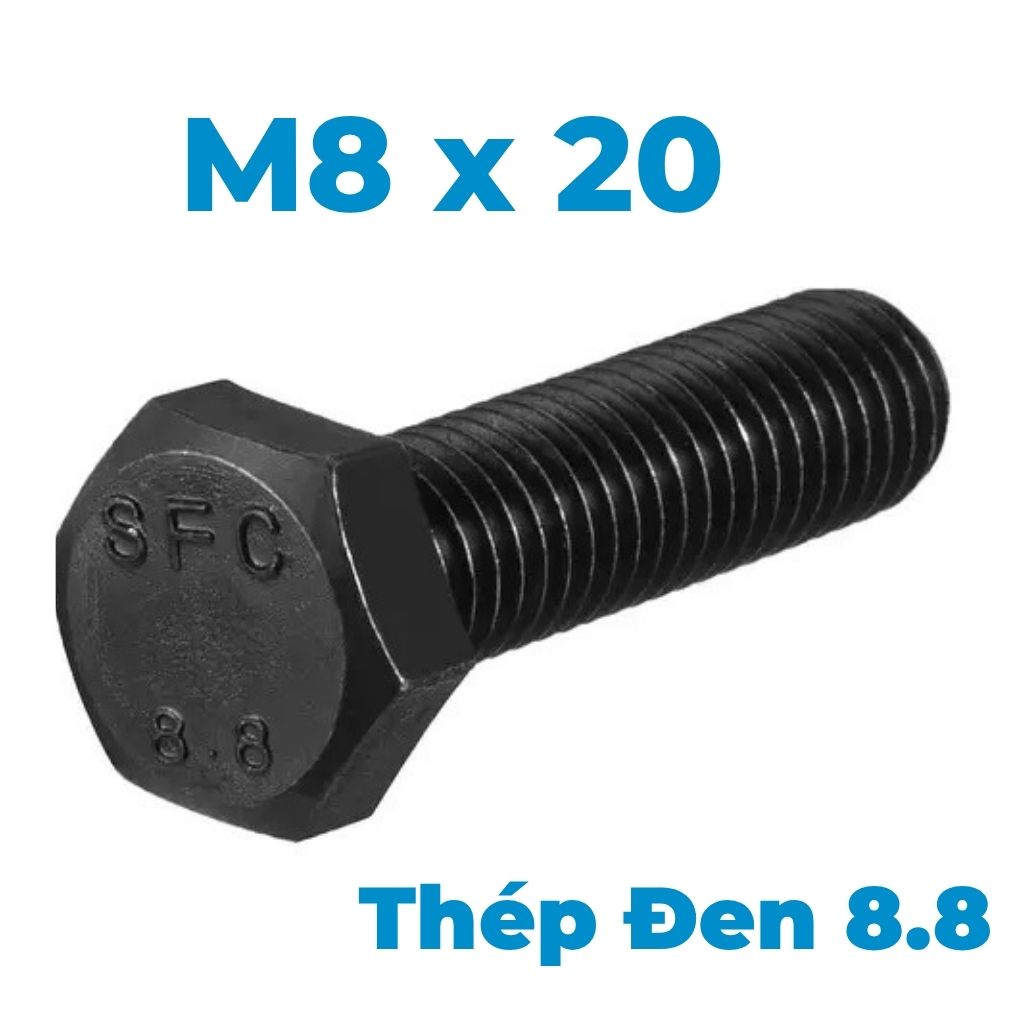 Bulong Thép Đen 8.8 DIN933 M8x20