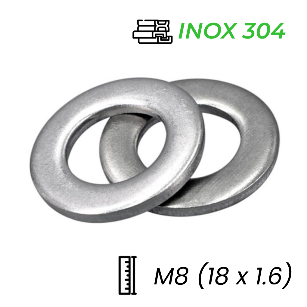 Lông Đền Phẳng Inox 304 JIS M8 (18x1.6)